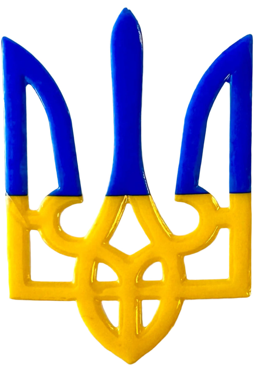 PVC Flex Sticker- Tryzub (blue and yellow) – Yevshan